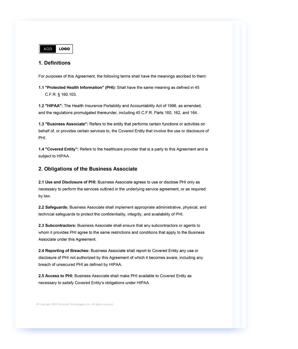 Free Downloadable Business Associate Agreement
