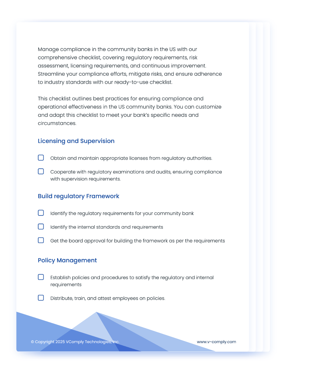Community Banks Compliance Checklist