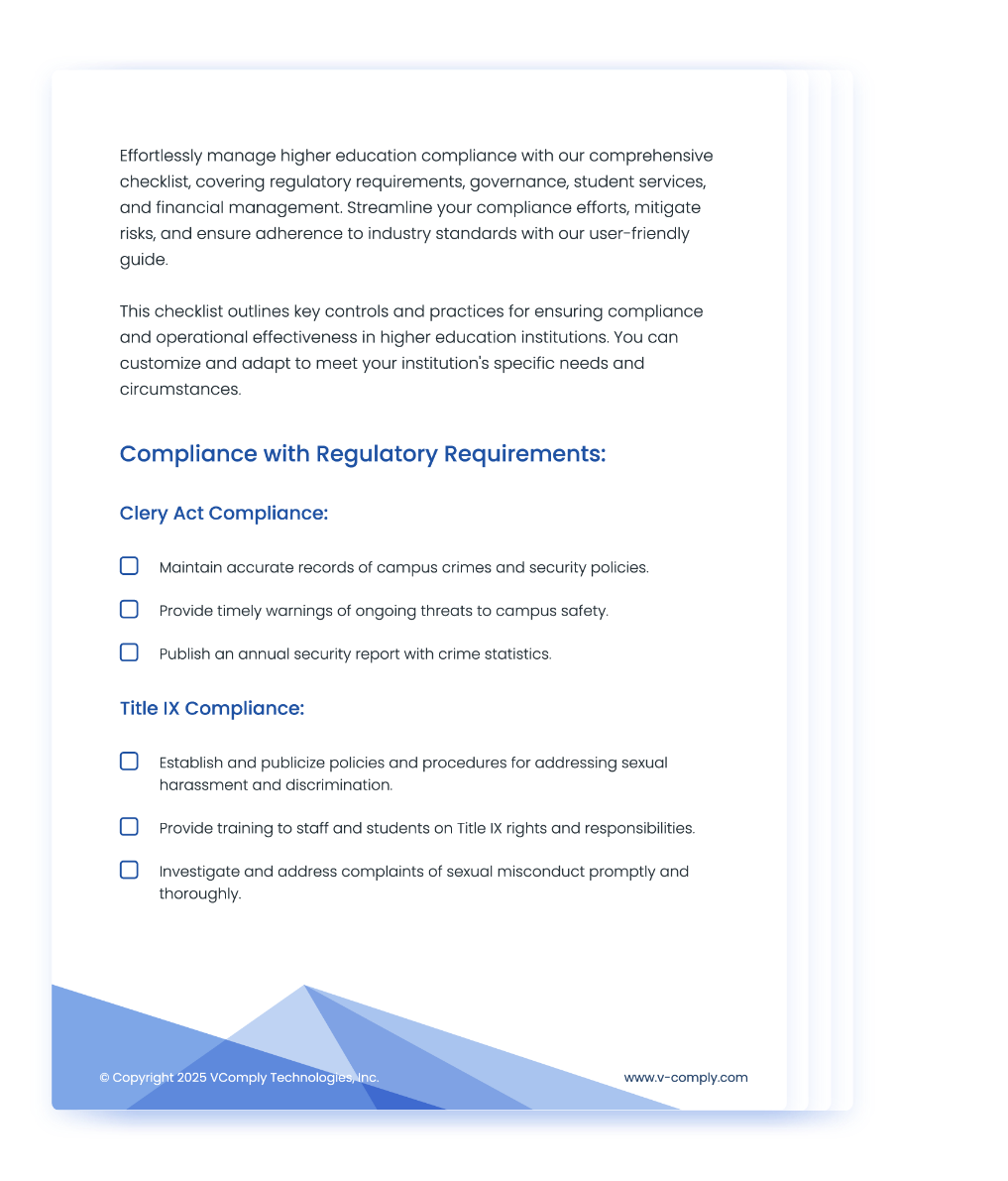 Free Higher Education Compliance Checklist