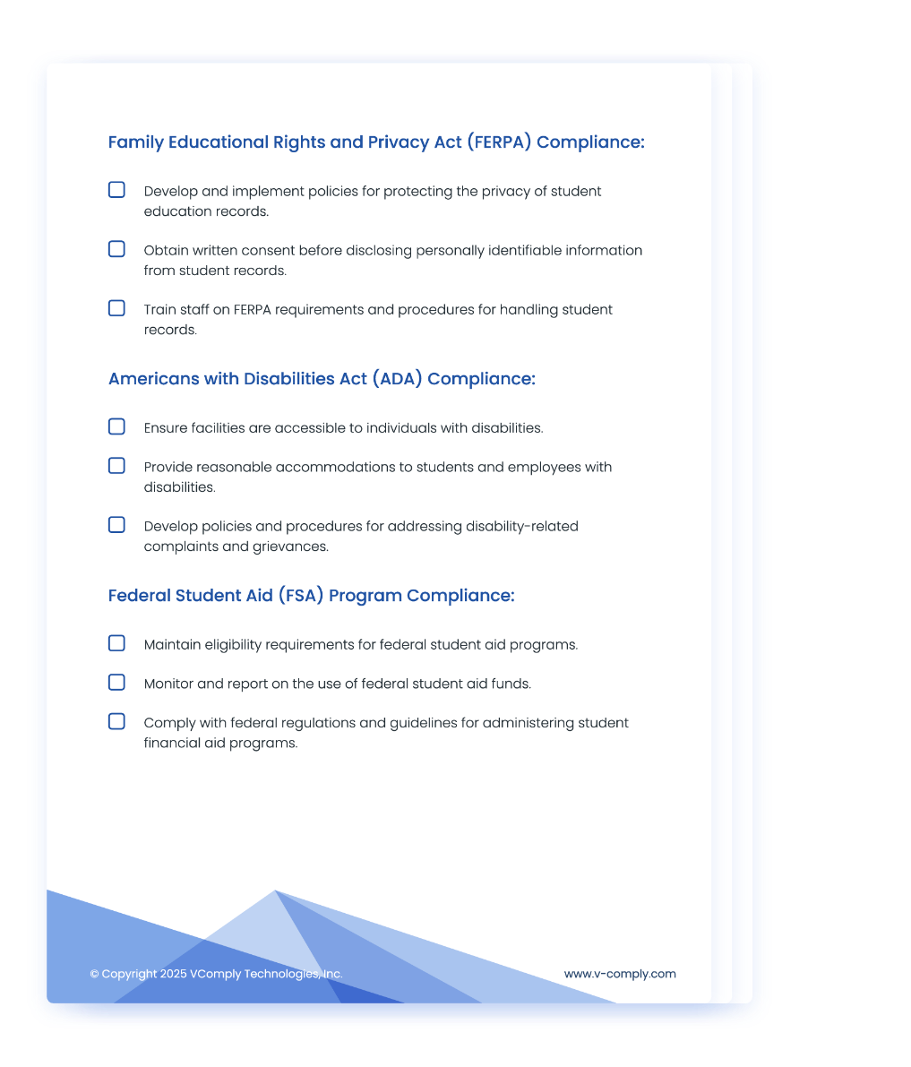 Free Higher Education Compliance Checklist