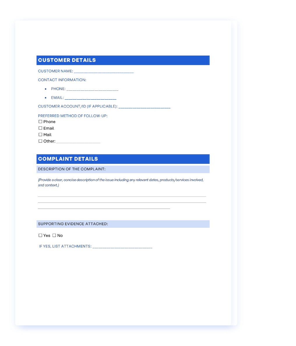 Customer Complaint Report Template | VComply